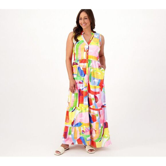 Tolani | Dresses | Tolani Xs Printed Sleeveless Maxi Dress Vibrant ...
